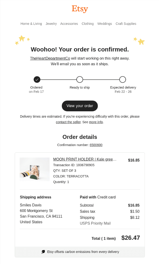 15 Order Confirmation Email Examples for Ecommerce (+ Screenshots)
